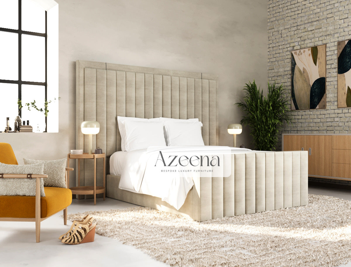 Nancy Extended Wide Headboard Stripe Line Bed – Azeena